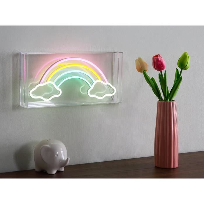 Néon mural ou à poser RAINBOW - L. 30 x H. 15 cm - LED Multicolore ...