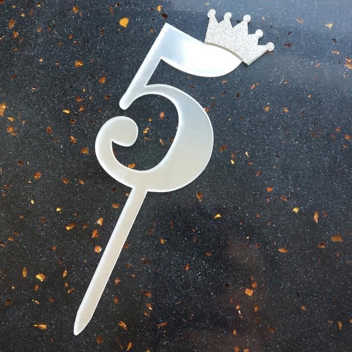 FIGURINE DECOR DE GATEAU,Silver 5--Décoration de gâteau numérique avec ...