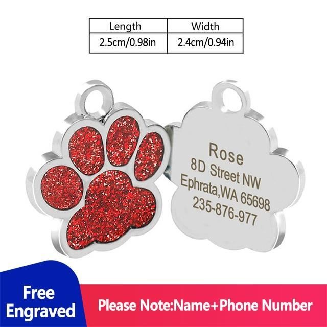 Red dog tag 9 -Étiquette personnalisée pour chien et chat, avec nom ...