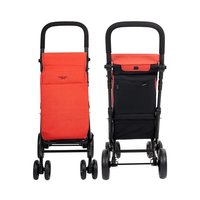 Carlett-Chariot de courses pliable avec 4 roues - Rouge