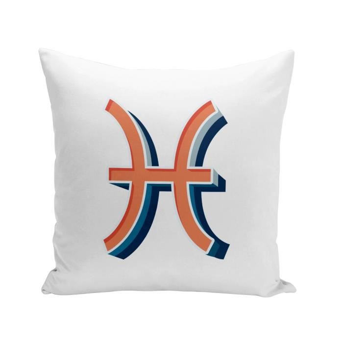 Housse de coussin Blanc Poissons Signe astrologie Zodiaque Astres ...