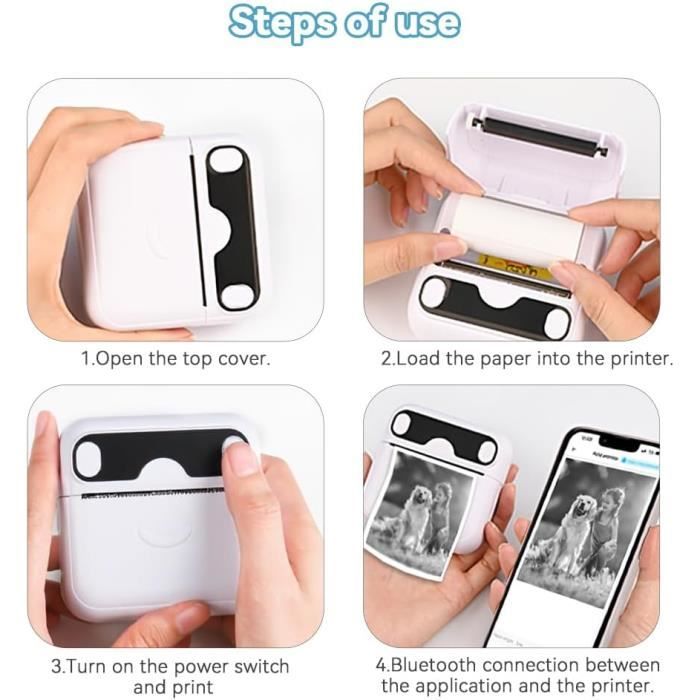 Lotvic Mini Imprimante Portable, Imprimante Photo Mobile, Mini ...