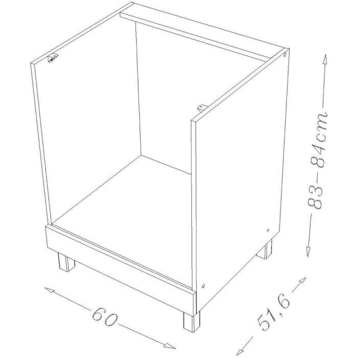 Caisson Bas De Cuisine Pour Four Encastrable, Frêne Sablé, 60 X 52 X 83 ...