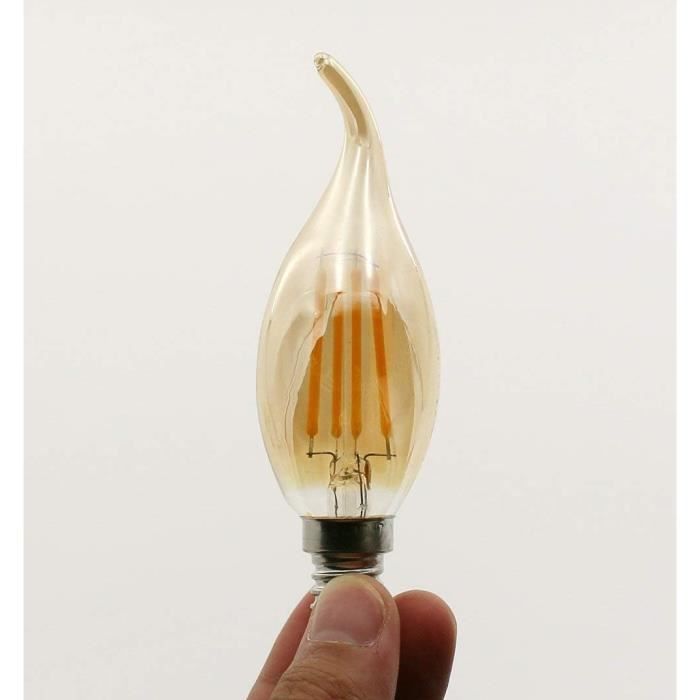 10X Ampoule Led E14 Flamme Vintage Bougie 4W Blanc Chaud 2700K,Equivalence Incandescence 40 W,Ac ...