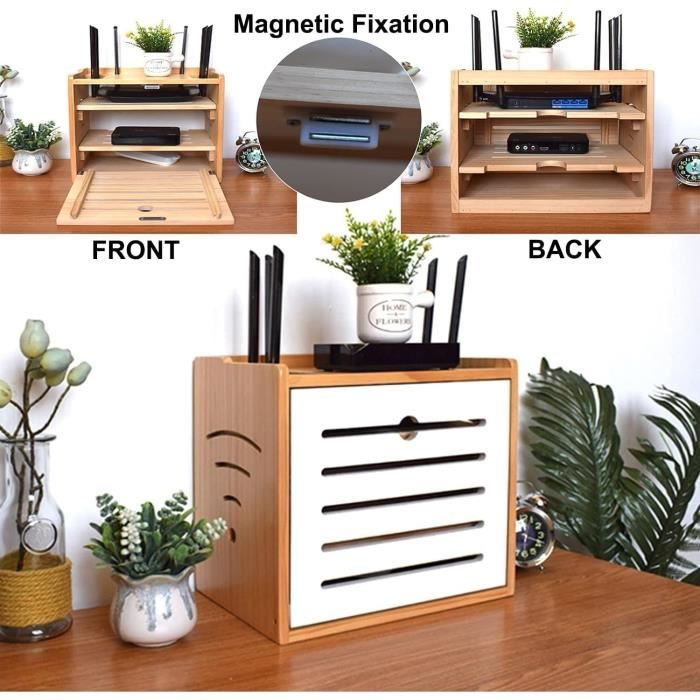 Wifi Routeur Boite, Boite Décodeur Tv, Bois Massif Boîte De Rangement ...