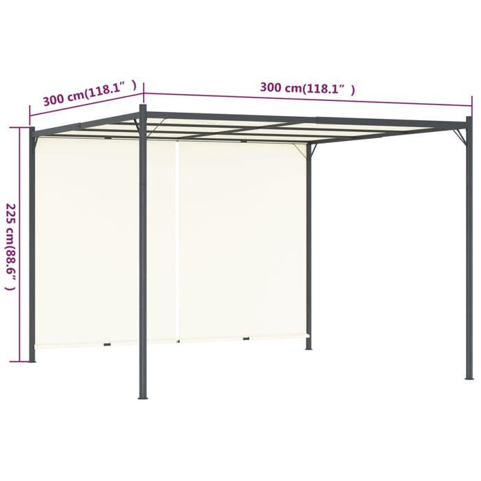 Pergola avec toit réglable 3x3 m - vidaXL - polyester - crème - 3 x 3 x ...