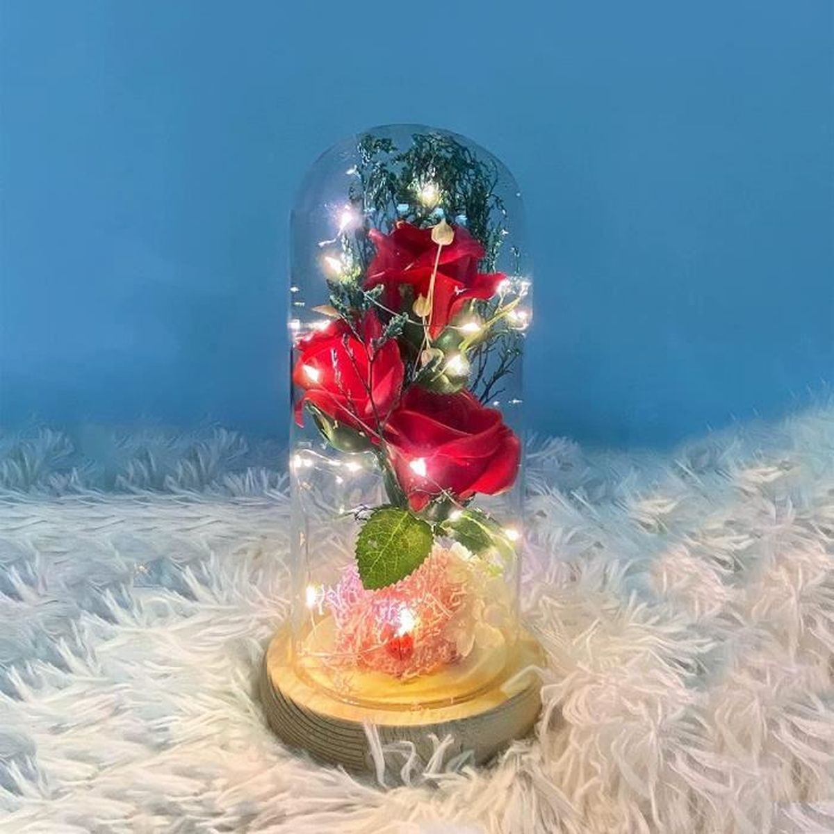 Rose Eternelle sous Cloche, Dôme en Verre Fleur Artificielle, Fleur ...