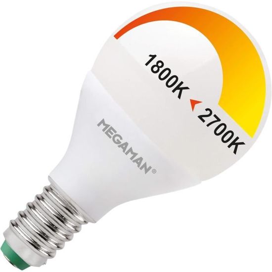 Megaman Ampoule Sphérique Led Mate Dim To Warm 4W (Remplace 25W) À ...