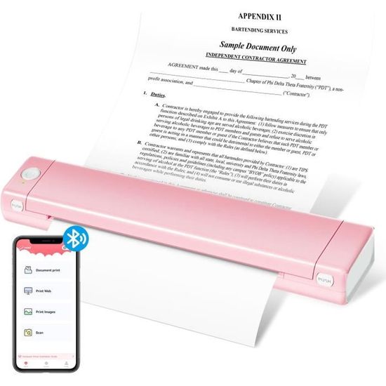 M08F Mini Imprimante Portable A4 Pour Les Voyages, Petite Imprimante ...