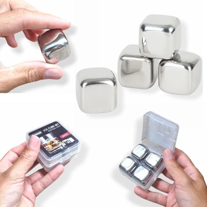 Lot de 4 glaçons s cube carré en Inox 2.5 x 2.5cm PLUS DE 10 MODÈLES ...