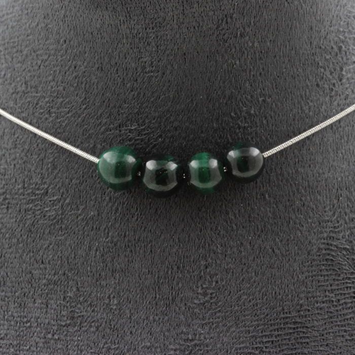 Pierres et Minéraux. Collier 4 perles Malachite du Congo qualité 7A 8 ...