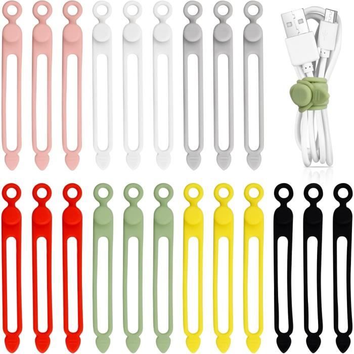 Lot de 21 Attache Cable, Serre-câbles en Silicone Attaches de Câble ...