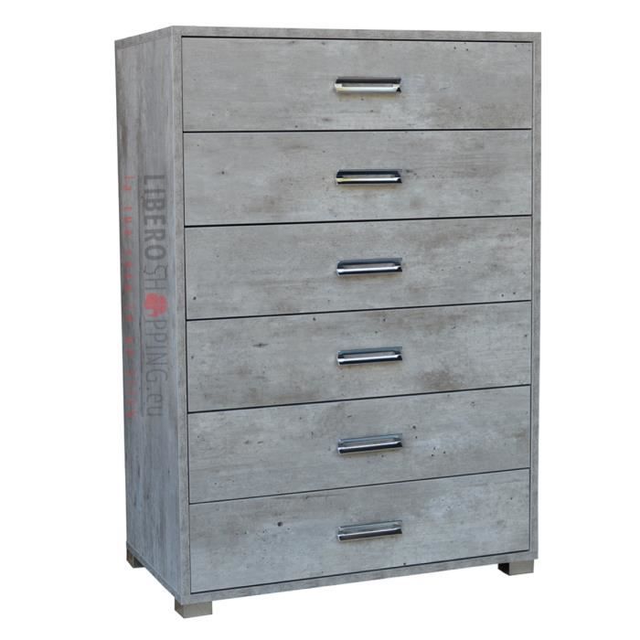 Commode - Grande - 6 tiroirs - Mélamine - Blanc - Contemporain ...