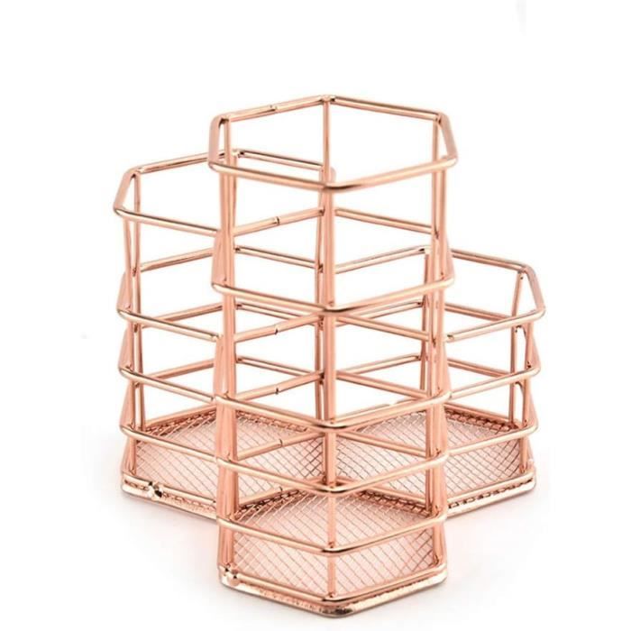 Pot À Stylos, Pot Hexagonal Or Rose, Pot À Stylos En Métal, Porte-Stylo ...