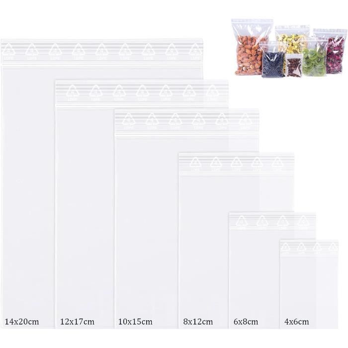 500 Sacs À Fermeture Avec 6 Tailles,Sacs En Plastique Transparents ...