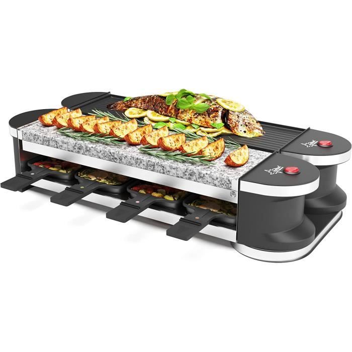 SUNTEC Raclette RAC-8069 Flex 8 metal-stone [pour 8 personnes, gril pierre naturelle, l'appareil ...