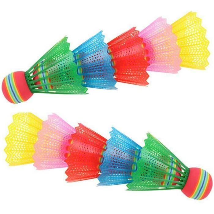 10 PCS Badminton ShuttlecockBadminton EVA Rainbow Ball Head Nylon ...
