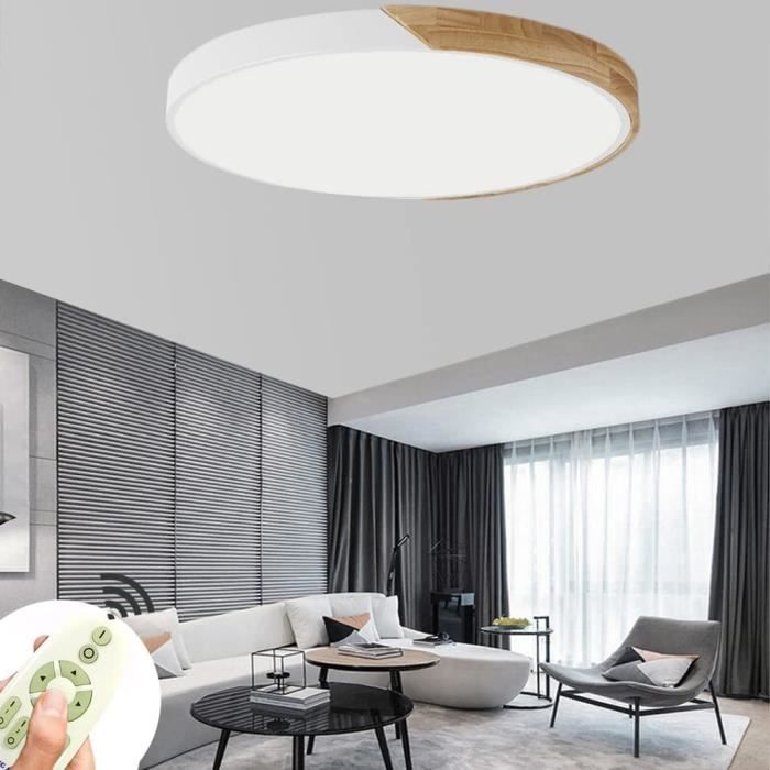 Plafonnier De Led,60W Rond Moderne Bois Led Plafonnier Luminaire ...