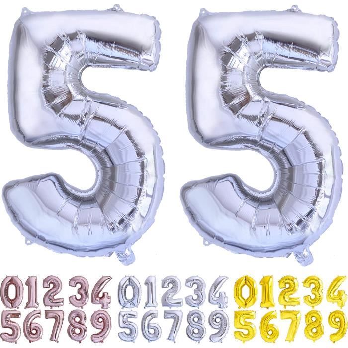 Ballon Numéro 55 Argenté. Ballons Géants Chiffres 5 5 Foil Décoration ...