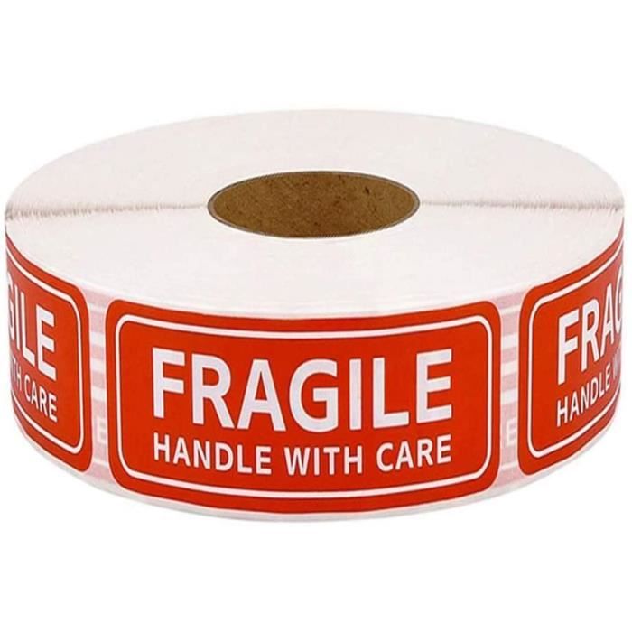 1 rouleau de 150 étiquettes autocollantes rouges « Fragile » avec ...