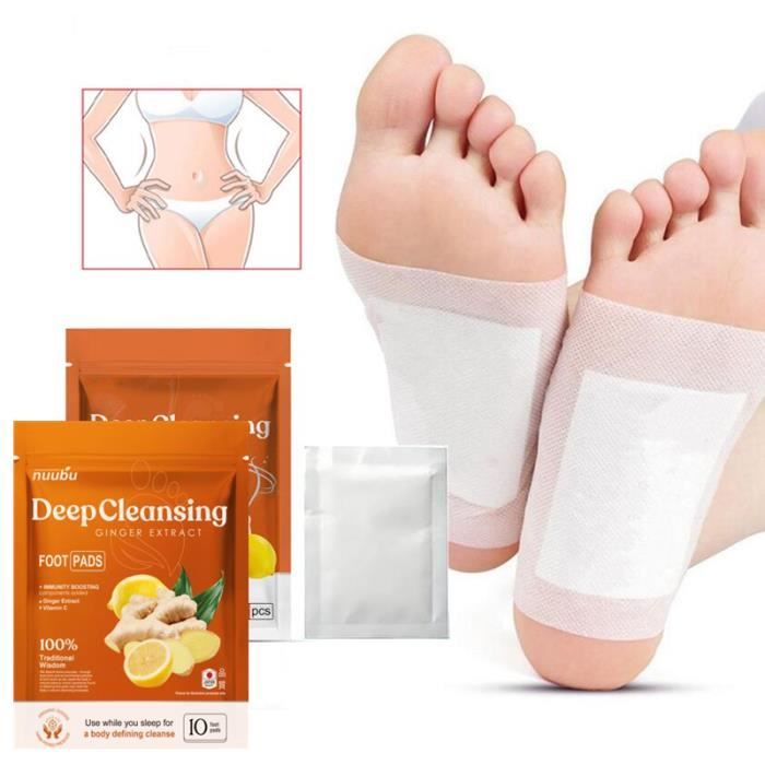 Patchs Détox pour les Pieds - Naturel - Lot de 20 - Élimine les toxines - Soulage le stress ...