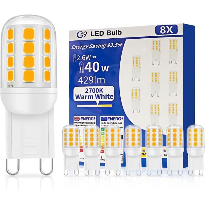 G9 Led Lampe Ampoules, Led G9 2.6W Équivalent 40W Lampe Halogène, Blanc Chaud 2700K 429Lm ...
