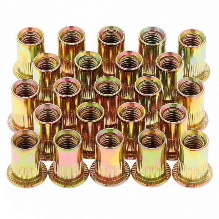 50 Pièces Écrou À Rivet M12 Fileté À Tête Plate, Écrous À Riveter ...
