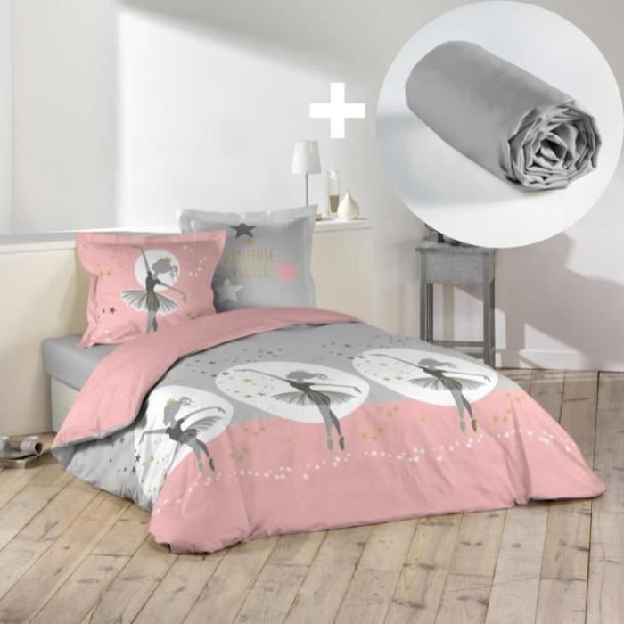 Cdaffaires Pack Parure De Couette 200x200 Cm Danseuse 100 Coton Drap