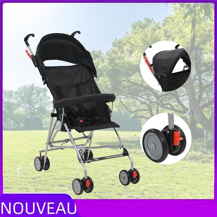 Yapidgbuy© Poussette pliante Noir Acier et tissu oxford 300D ...