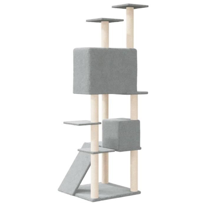 KEENSO Arbre à chat avec griffoirs en sisal Gris clair 153 cm KN005 ...