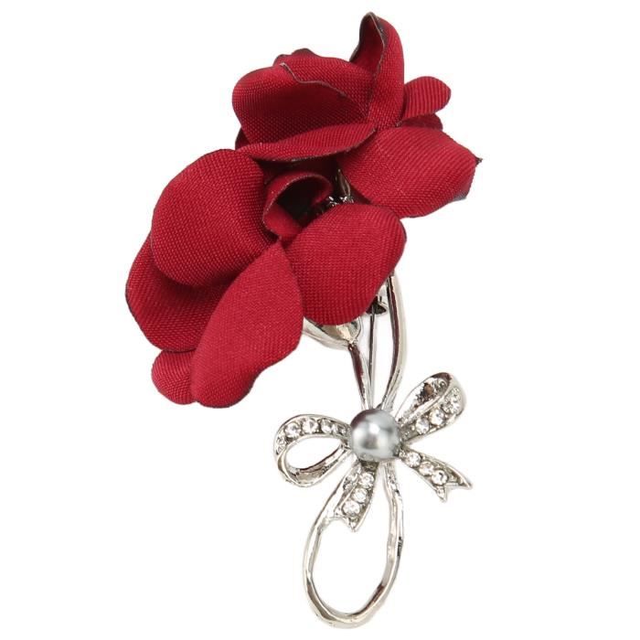 KIMISS broche fleur en tissu Foncé Rouge Tissu Rose Broche Broche ...