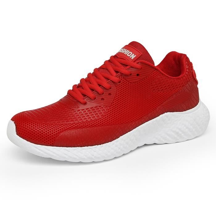 Baskets Homme Fashion Chaussures Sport Sneakers Rouge - Cdiscount ...