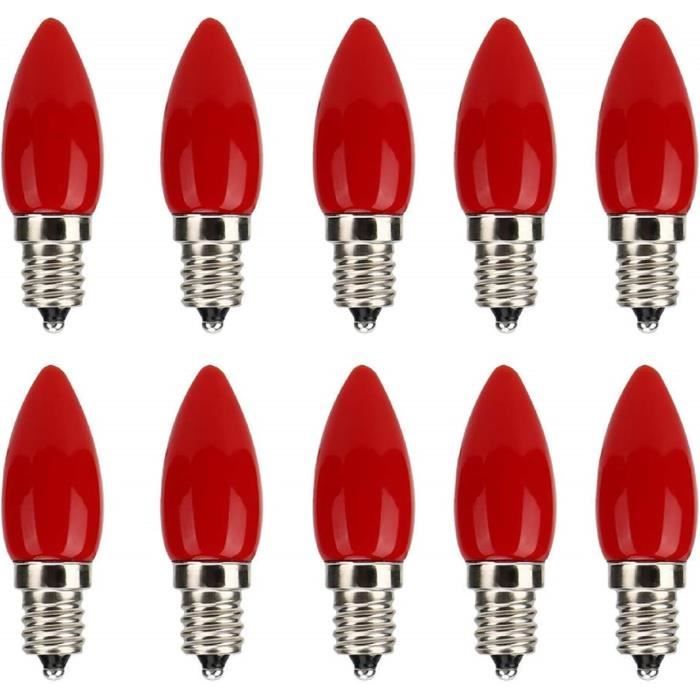 10 Pièces Ampoule De Nuit Mini Ampoule Led Ampoules Rouges Candélabre ...