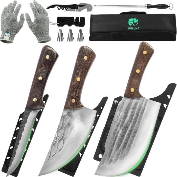Couteau De Boucher Professionnel 9Pcs Forgé À La Main En Acier À Haute ...