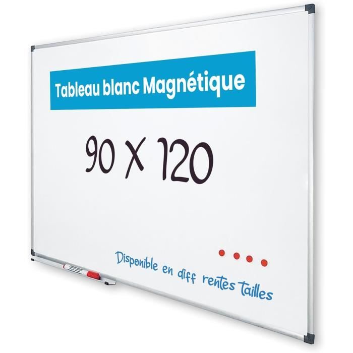 Vivol Tableau blanc Magnétique 90x120 cm panneau blanc Cae en alm avec ...