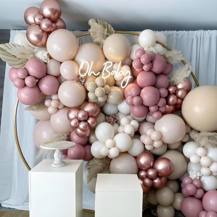 Arche Ballon Rose Beige Anniversaire, Arche De Ballon Rose Gold Kit ...