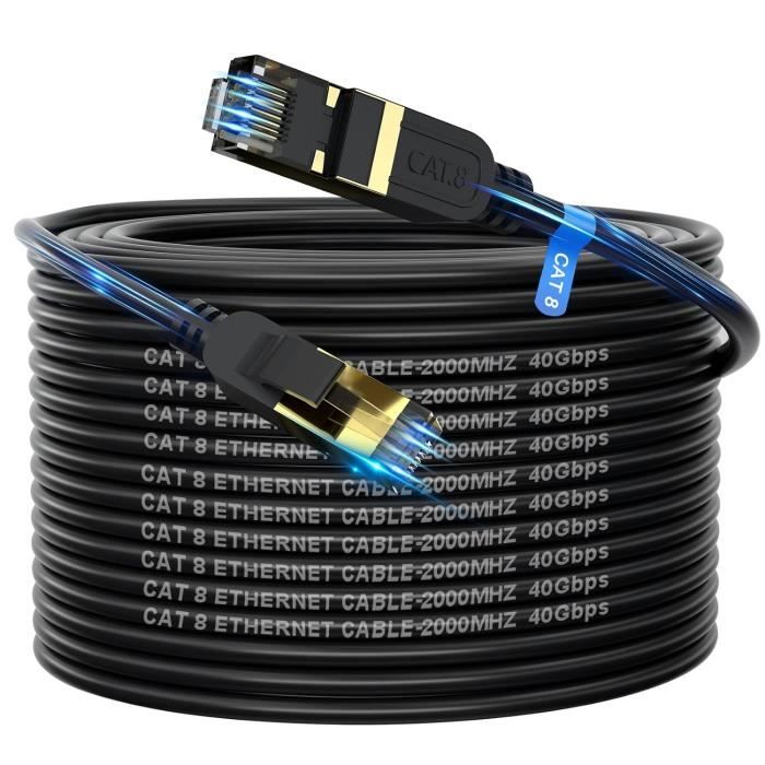 Câble Ethernet Cat 8, 40 Gbit-S, 2000 Mhz Avec Connecteur Rj45 Plaqué ...