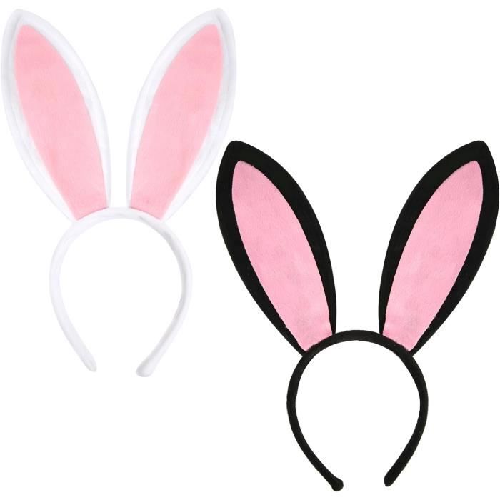 2pcs Oreilles De Lapin Serre Tête Bandeau Oreilles En Peluche Pour