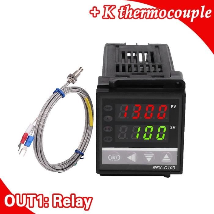 Contrôleur de température RKC PID double numérique,avec Thermocouple K,capteur,sortie relais REX ...