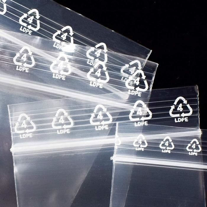 500 Sacs À Fermeture Avec 6 Tailles,Sacs En Plastique Transparents ...