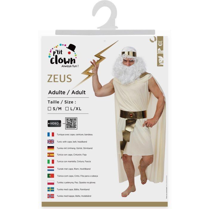 Déguisement - PTIT CLOWN - Zeus - Taille S/M - Blanc - Adulte ...