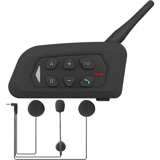Intercom Moto Étanche Bluetooth 5.1 Pour 4 Casques,2 Voies Bluetooth Communication System Casque ...