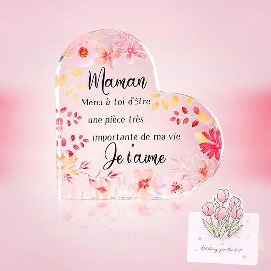 Cadeau pour maman, anniversaire maman, plaque acrylique coeur ...