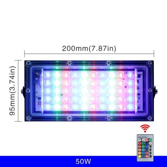 Projecteur LED RGB Étanche avec Télécommande,Éclairage d'Extérieur,AC ...