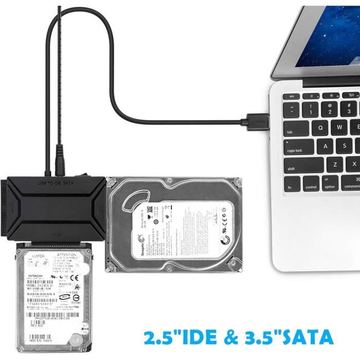 Adaptateur USB 3.0 vers IDE SATA - AGPTEK - Transfert de données - Noir ...
