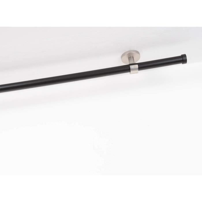Tringle á Rideaux: Ø 20 mm sans Anneaux,L. 260 cm. en Acier satiné Noir – Complet[1213 ...