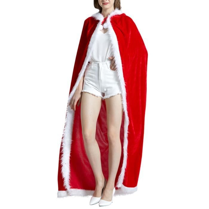 Cape De Noël En Velours Rouge Avec Capuchon Adulte Femme Yizyif