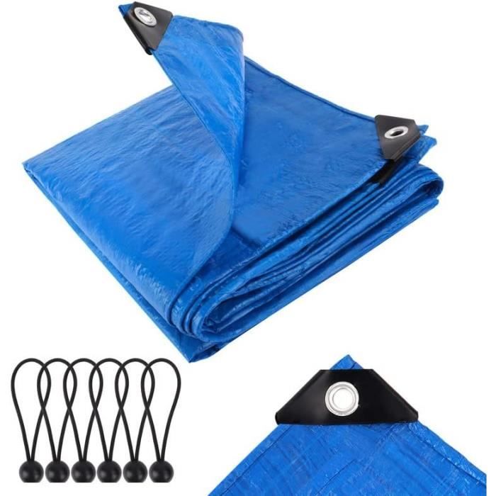 Bâche Avec Oeillets 3X4M, Bâche Imperméable Avec 6 Cordons Élastiques ...