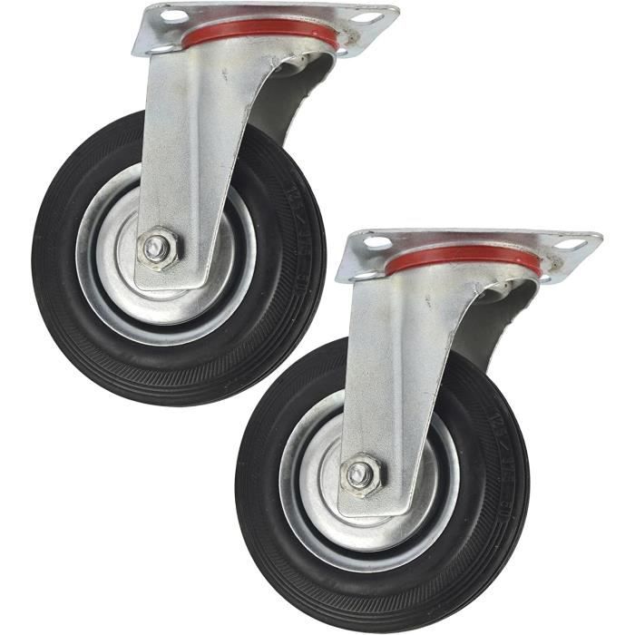 5" (125mm) Roulette pivotante caoutchouc chariot roues de Roulette de ...