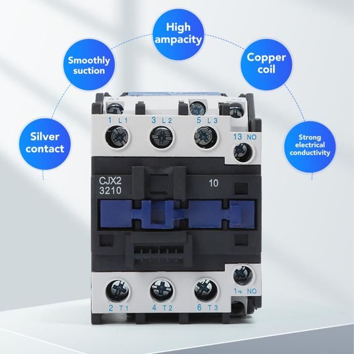 Contacteur AC DIOCHE CJX2 32 (CJX2 3210) - 3 Phases 32A - Contact en alliage d'argent - Boîtier ...